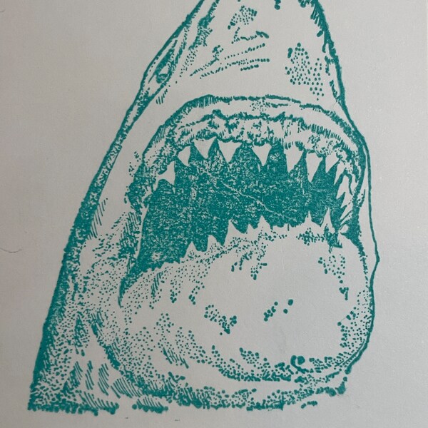 Shark Head RUBBER STAMP, Shark Teeth Stamp, Shark Head Stamp, Shark ...