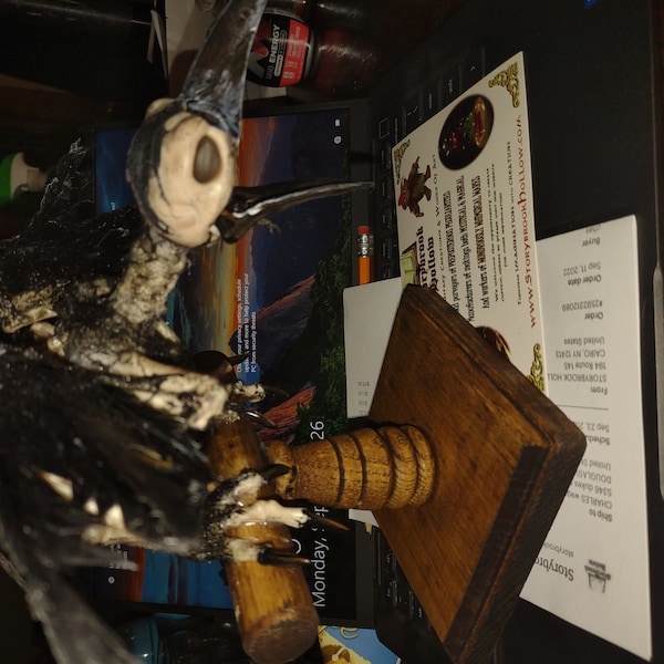 Raven Skeleton Prop on A Rustic Wooden Perch - Etsy