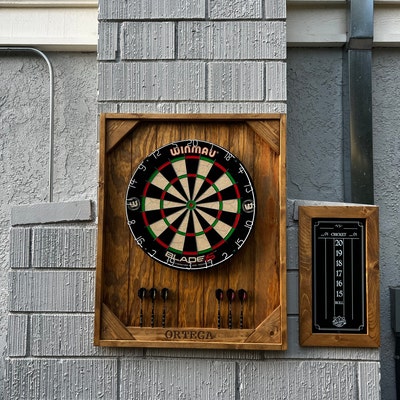 Personalized Dart Board Backboard Charred Blue Stained/dart - Etsy