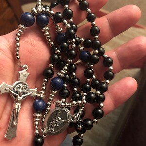 Mens BLACK Onyx 24 Rosary Papal Cross Ferula Catholic - Etsy