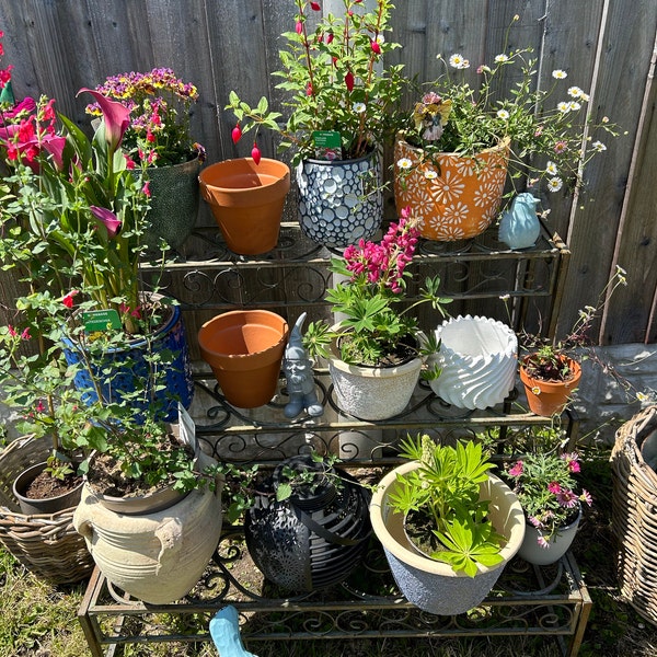 3 Tier Stepped Large Metal Verdigris (reddish Green) Decorative Plant ...