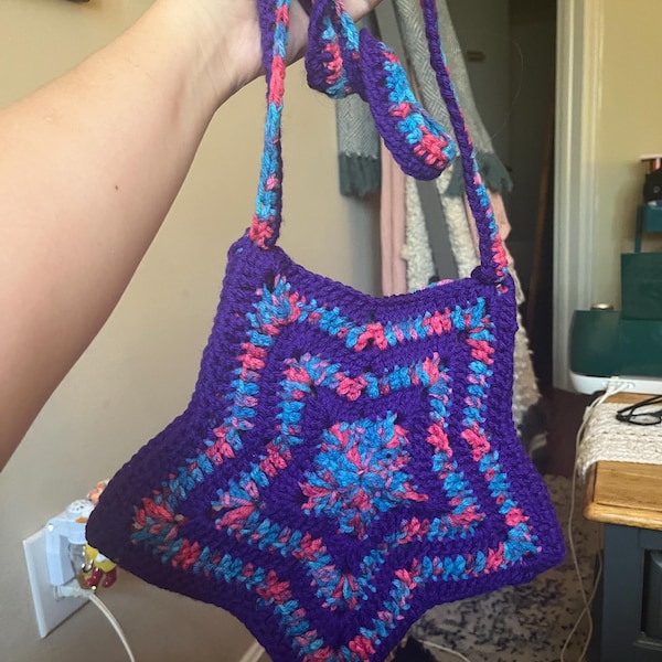 CROCHET PATTERN - Starburst Bag Y2K Crochet Star Tote Bag Crochet ...