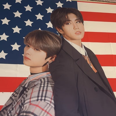 Enhypen Jake Wearing Hoodie Flag Banner, Enhypen Jake American Tapestry ...