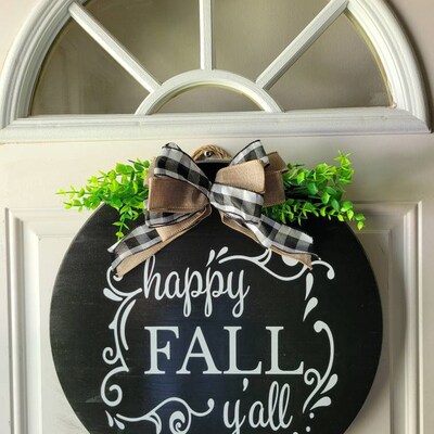 Door Hanger Happy Fall Sign Front Door Decor Wood Door - Etsy