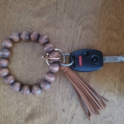 Custom Beaded Bangle Key Chain Polymer Clay Beads Keychain Bracelets ...