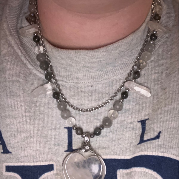 JESUS PIECE - Y2K Sunstone and Freshwater Gemstone Cross Necklace ...