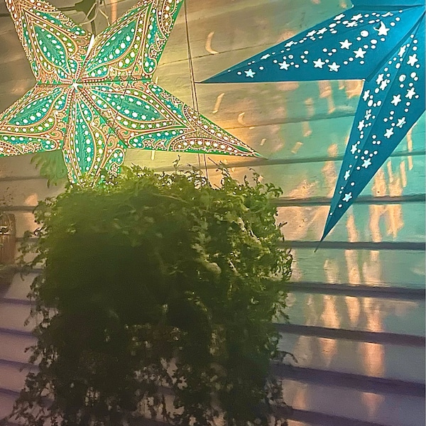 Blue Star Lantern | Star Light | Christmas Decor | Christmas Window ...