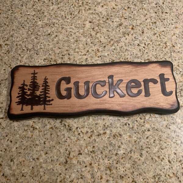 Rustic Tree Forest Wood Sign , Outdoor Custom Engraved Address, Cabin ...