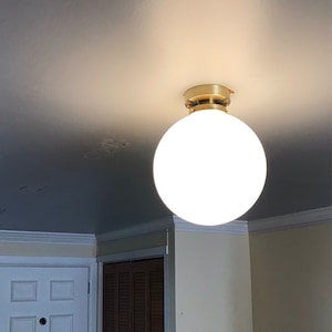 Frosted Glass Light 12 Inch Globe Art Deco Lighting Flush Mount Light ...