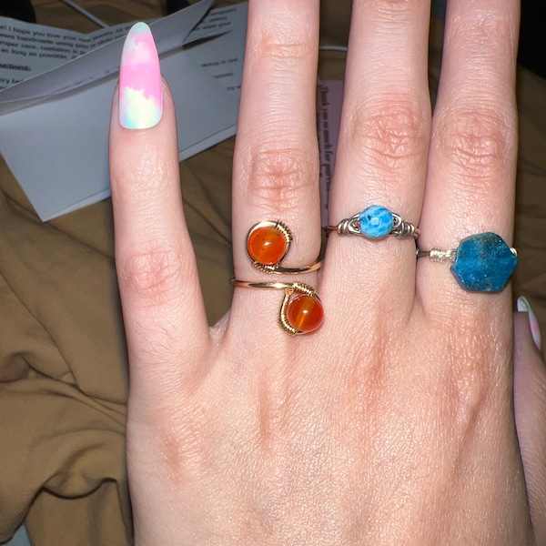 Adjustable Crystal Twist Ring, Crystal Jewelry, Wire Wrapped Crystals ...