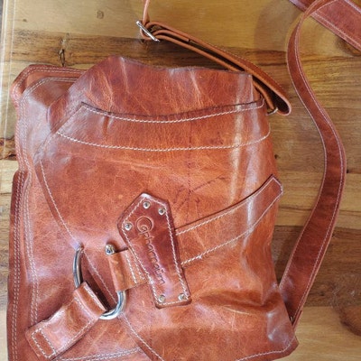 Sac De Cuir Italien Souple Brun. Bourse De Cuir Rustique. Bandoulière ...