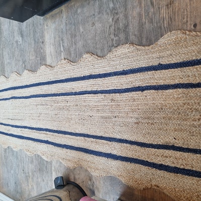 Scallop Wavy Jute Rug, Natural Jute Wave Edge Rug, Scalloped Shape Rug ...