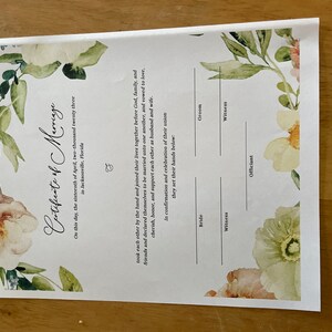 Minimalistic Marriage Certificate Blank Wedding Certificate Marriage License for Wedding ...