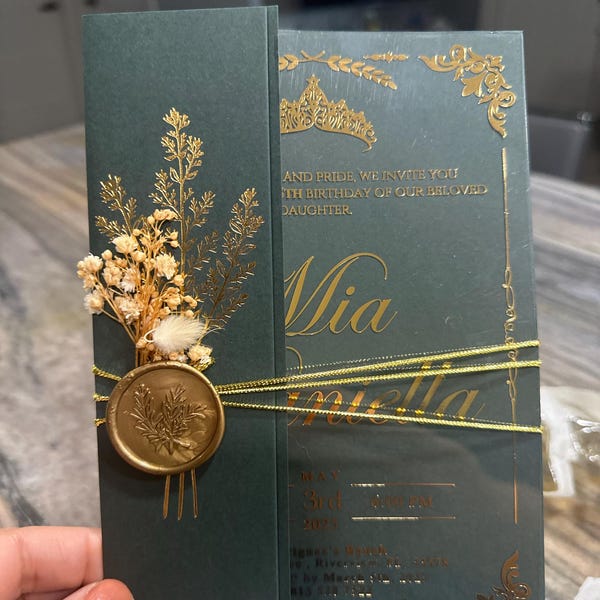 Acrylic Wedding Invitation - Quinceanera Invitation, Elegant Black ...