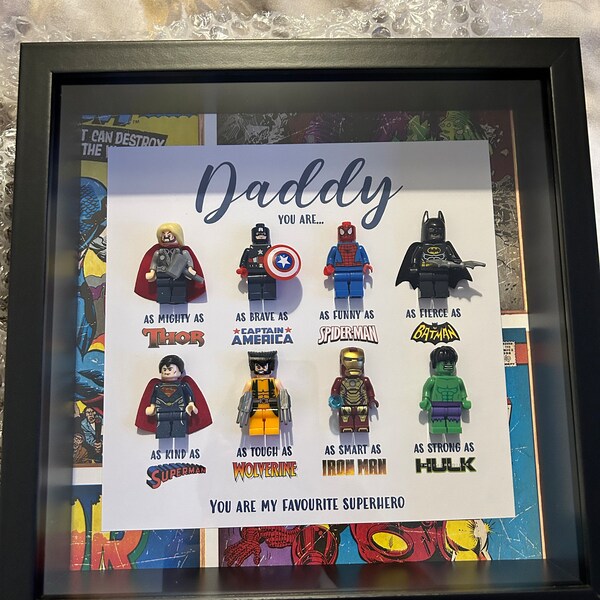 Personalised Daddy/dad Superhero Box Frame, Personalised Frame for Him ...