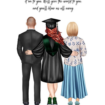 Personalised Graduation Family Gift, Custom Graduate Girl With Mom and ...
