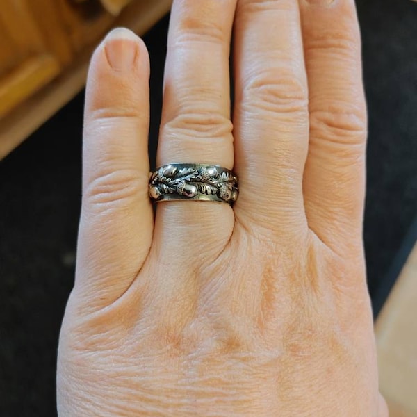 Silver Oak Ring, Acorn Ring, Tree Silver Ring, Oak Leaf Textured ...
