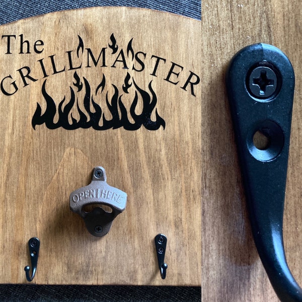 Grill Master Sign With Hooks and Bottle Opener - Etsy