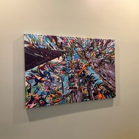 CANVAS PRINT Leaning Tree Salt Spring Forest Painting 12x8, 18x12 ...