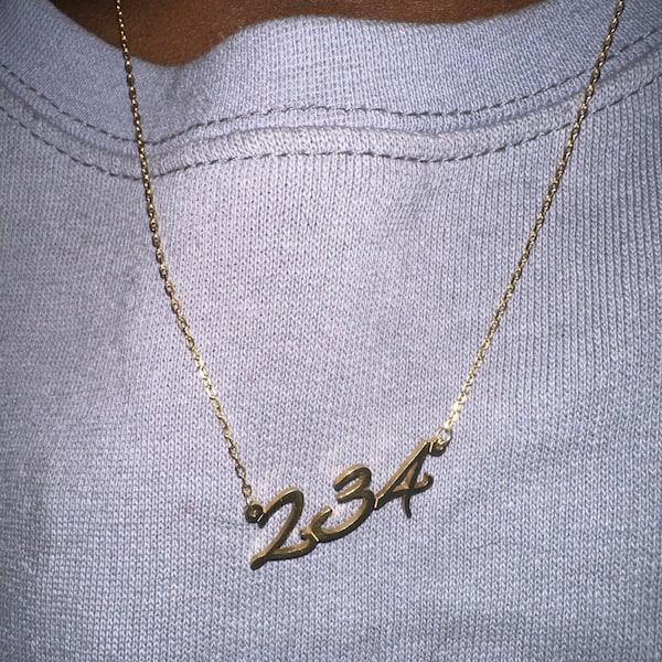 Year Necklace • Custom Number Necklace • Custom Name Necklace • Gothic ...