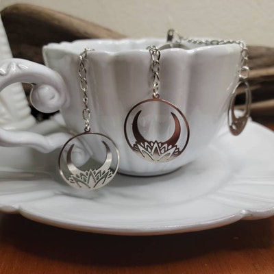 6pcs Stainless Steel Crescent Moon Flower Earring Charm Pendant, Circle Crescent Lotus Flower ...