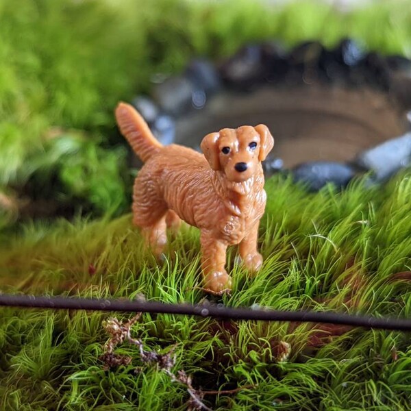 Tiny Golden Retriever Figurine - Soft Plastic Dog for Fairy Garden ...