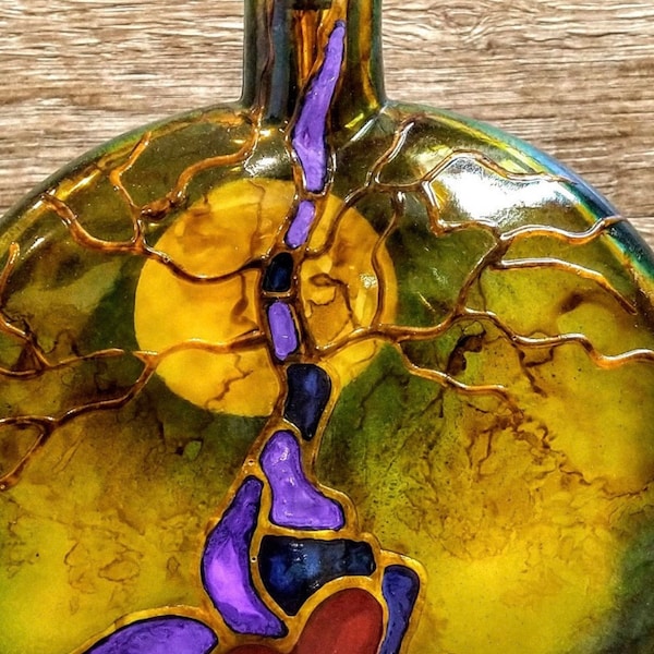 Tree of Life Glass Cremation Urn: Hand-painted Memorial Ash Keeper ...