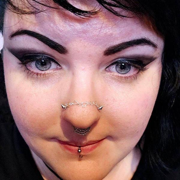 Sterling Silver Heart Shaped Nose Chain, Nose Chain, Nostril Chain ...