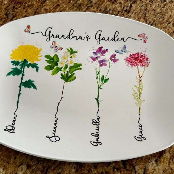 Custom Grandma's Garden Plate With Grandkids Names, Family Name ...