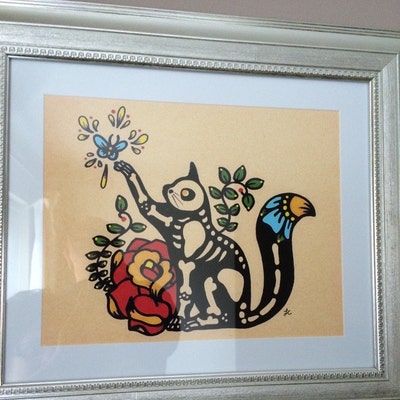 Day of the Dead CAT Dia De Los Muertos Print 8 X 10 or 11 X 14 Donation ...