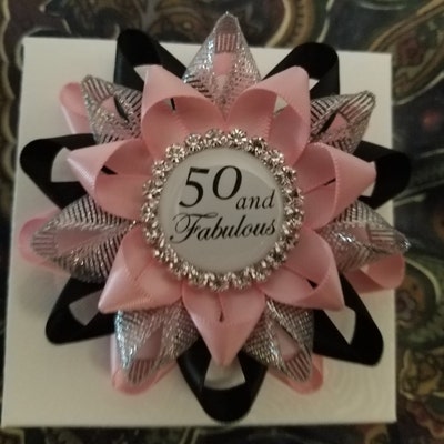 50th Birthday Pin, 50th Pin, 50 and Fabulous Pin, 50th Birthday Party ...