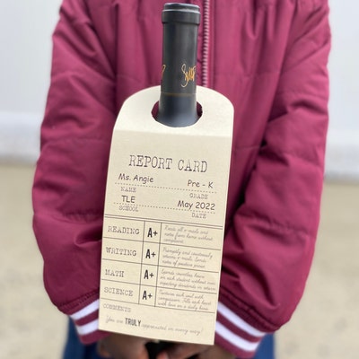 DIY Teacher Appreciation Report Card Wine Hanger Tag - Etsy