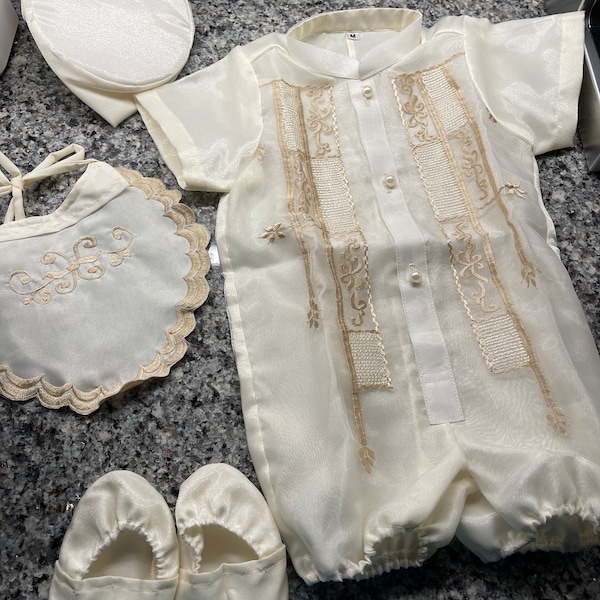 BAPTISMAL BARONG TAGALOG Set for Baby Boys Romper With Inner Lining ...