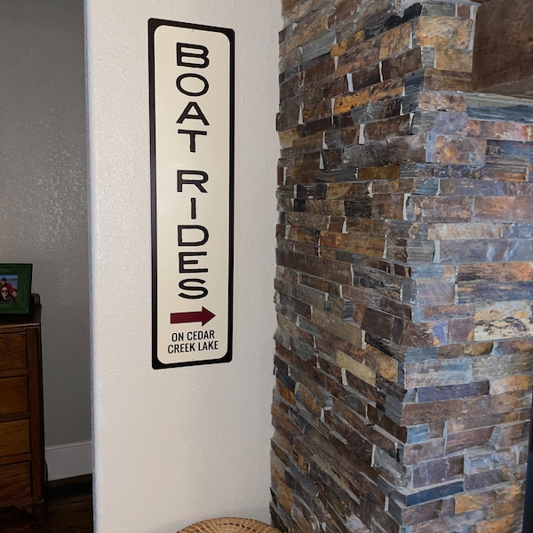 Boat Rides Sign, Personalized Vertical Lake Name Sign, Custom Arrow ...