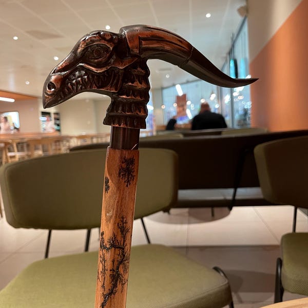Hand Carved New Raven Skull Walking Cane, Trekking Companion Cane ...