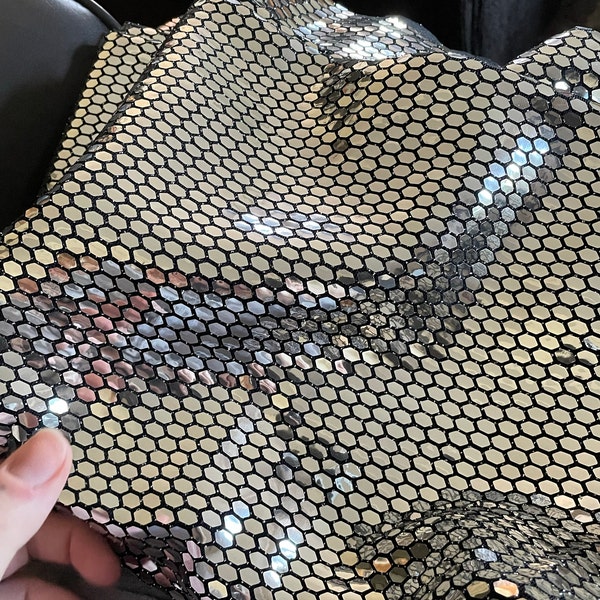 Honeycomb Mirror Sequins on Spandex, 58/60 Inch Wide, Sold by the Yard ...