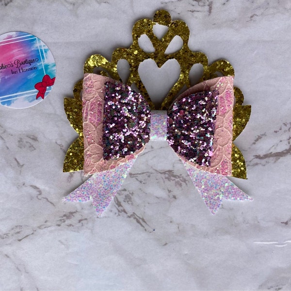 Princess Bow SVG, Crown Bow Template SVG, Tiara Hair Bow, Felt Bow PDF ...