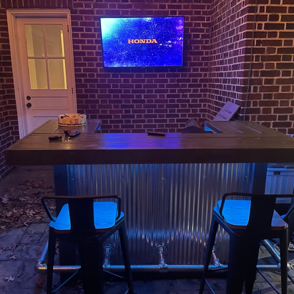 Blue Wave Lighted Patio Bar - Etsy