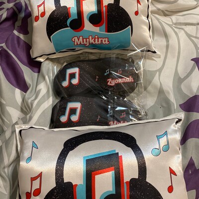 Personalized Pajama Party Kit pillow and Eye Mask Sleepover - Etsy