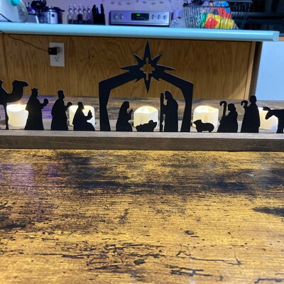 Nativity Scene Tea Light Holder 18 Long Metal Nativity - Etsy UK