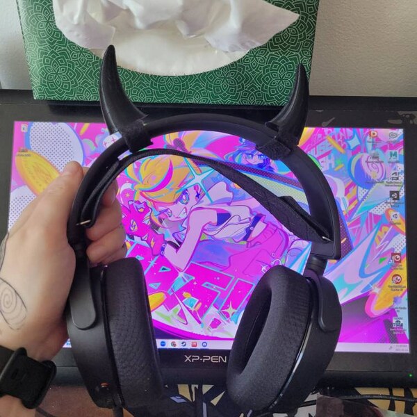Devil Horns Headset Attachments & Cosplay Props. Twitch Streamer Gaming ...