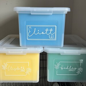 Personalized Photo Storage Bin Baby Photo Box Organizer Kids Milestone ...