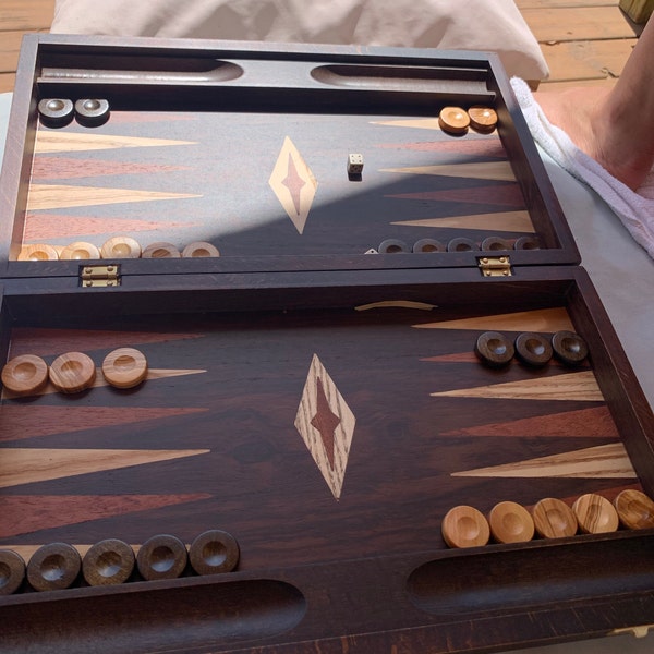 Handmade Backgammon Set ,laminate Wood,wooden Classic Games,old ...