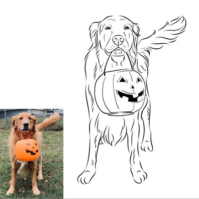 Custom Dog Outline, Dog Portrait INK, Pet Tattoo Commission, Line Art ...