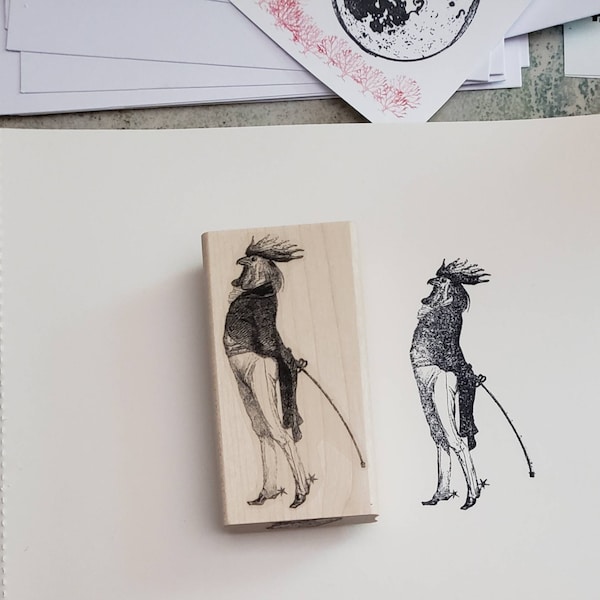 J.J Grandville Chicken RUBBER STAMP, Chicken Stamp, Anthropomorphic ...
