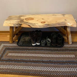 Rustic Live Edge Log TV Stand for Living Room With Media Center ...