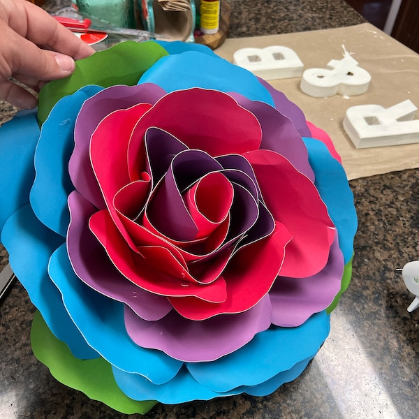Set of 4 Paper Rose Templates, Paper Rose Flower SVG Cut Files and PDF ...