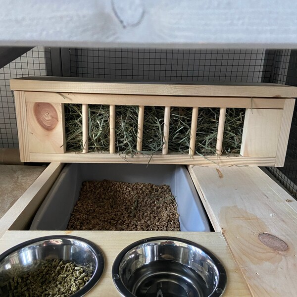 Extra Small W/ Side Bowls - Hop Box: Rabbit Bunny Hay Feeder and Litter ...