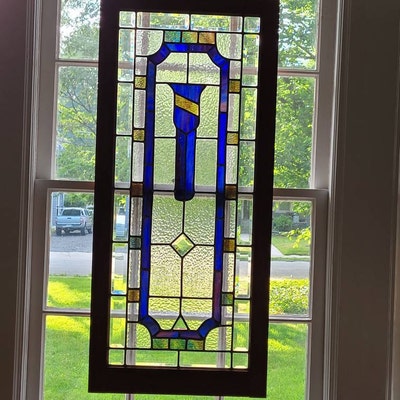 Stained Glass Windowsmall Stained Glass Windowcobalt Blue - Etsy