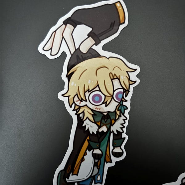 Shouting Sorcerer Chibi, Funny Anime, Glossy Vinyl Sticker for Laptop ...